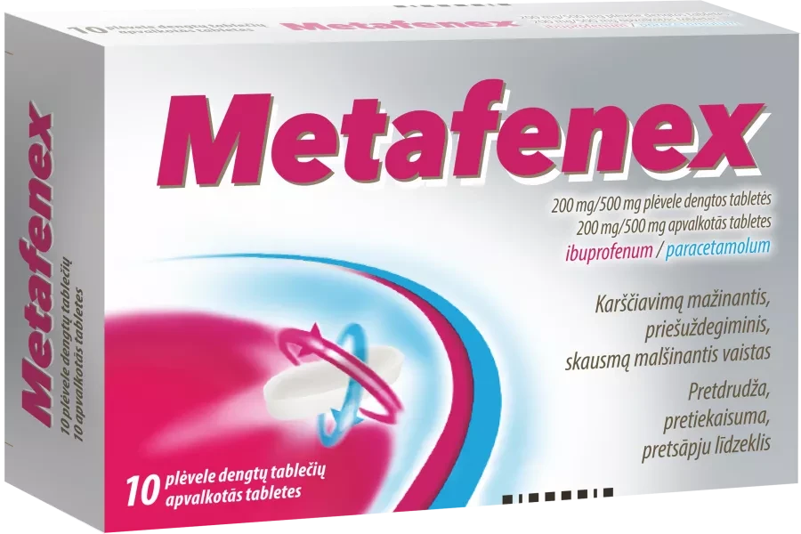 METAFENEX 200mg/500mg plėv.dengt. tab. N10 - InternetineVaistine.lt