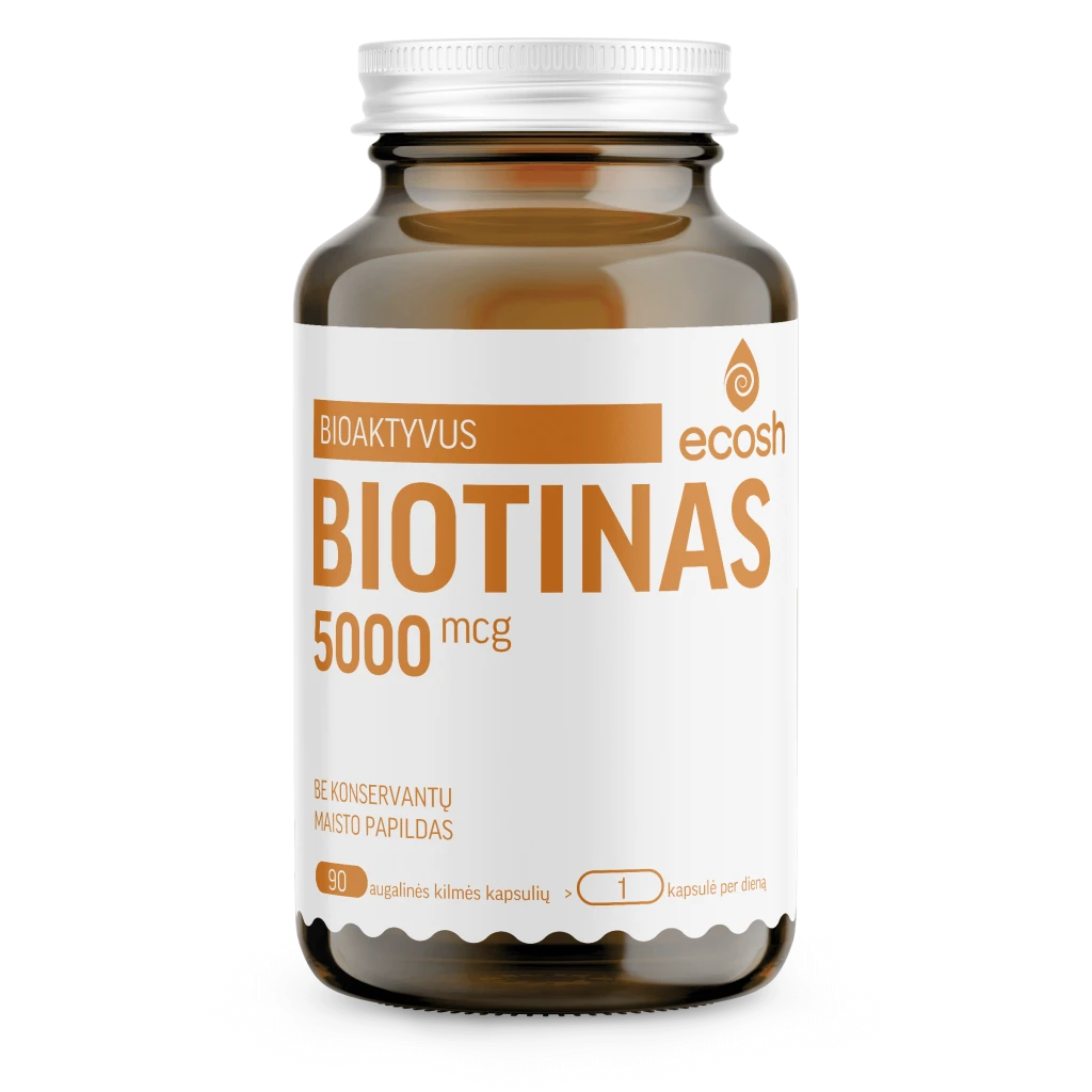 ECOSH bioaktyvus Biotinas, 5000 µg, 90 kapsulių - InternetineVaistine.lt